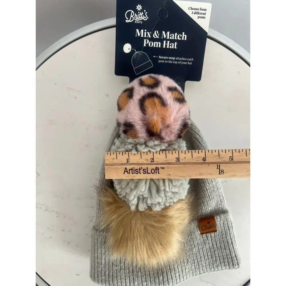 Britt’S Knits | Accessories | Britts Knits Snap To It Mix Match Pom Hat ...